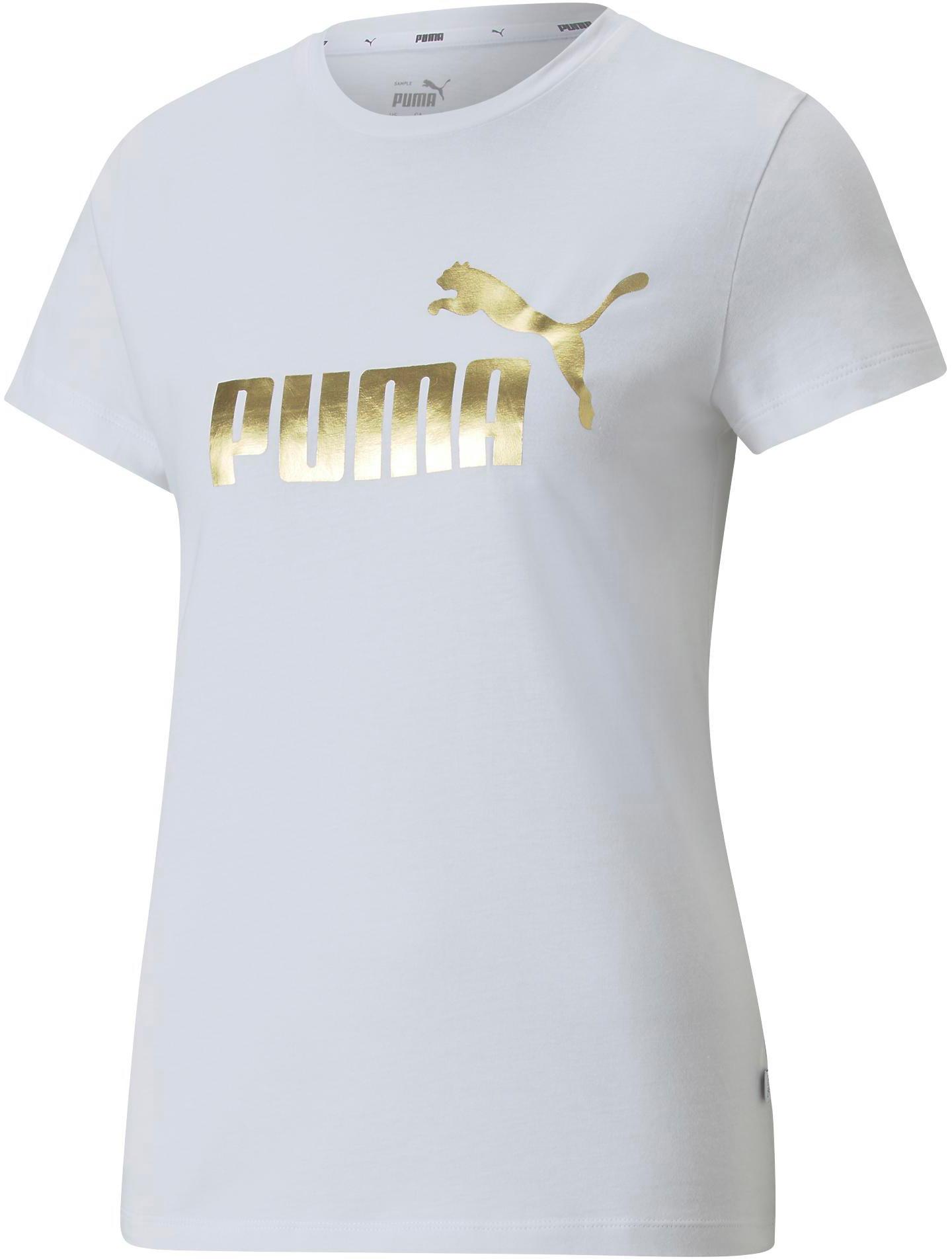 PUMA Essentiell Metallic T-Shirt Damen puma white-gold foil im Online ...